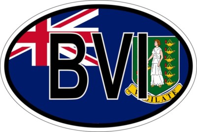 Sticker oval flag vinyl country code BVI british virgin islands | eBay