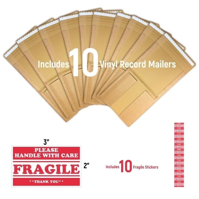 Vinyl Record Shipping Boxes (10pk) LP Mailer Holds 1 - 8 12 inch ...