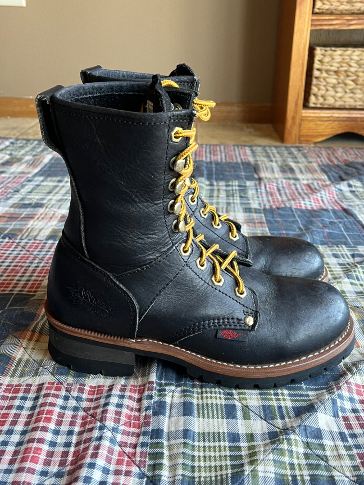 Field N Forest Black Tall Leather Logger Boots Men’s … - Gem