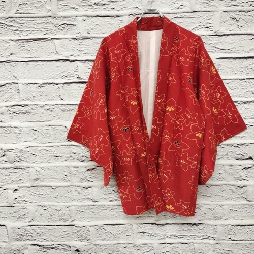 R4497 Japanese Clothing, Haori Coat, Floral Pattern, Red | eBay