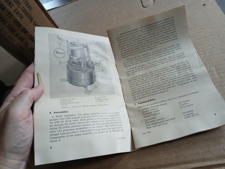 M1950 Cook Stove Gasoline 1 Burner Rogers Tool & Die Co w/ Box | eBay