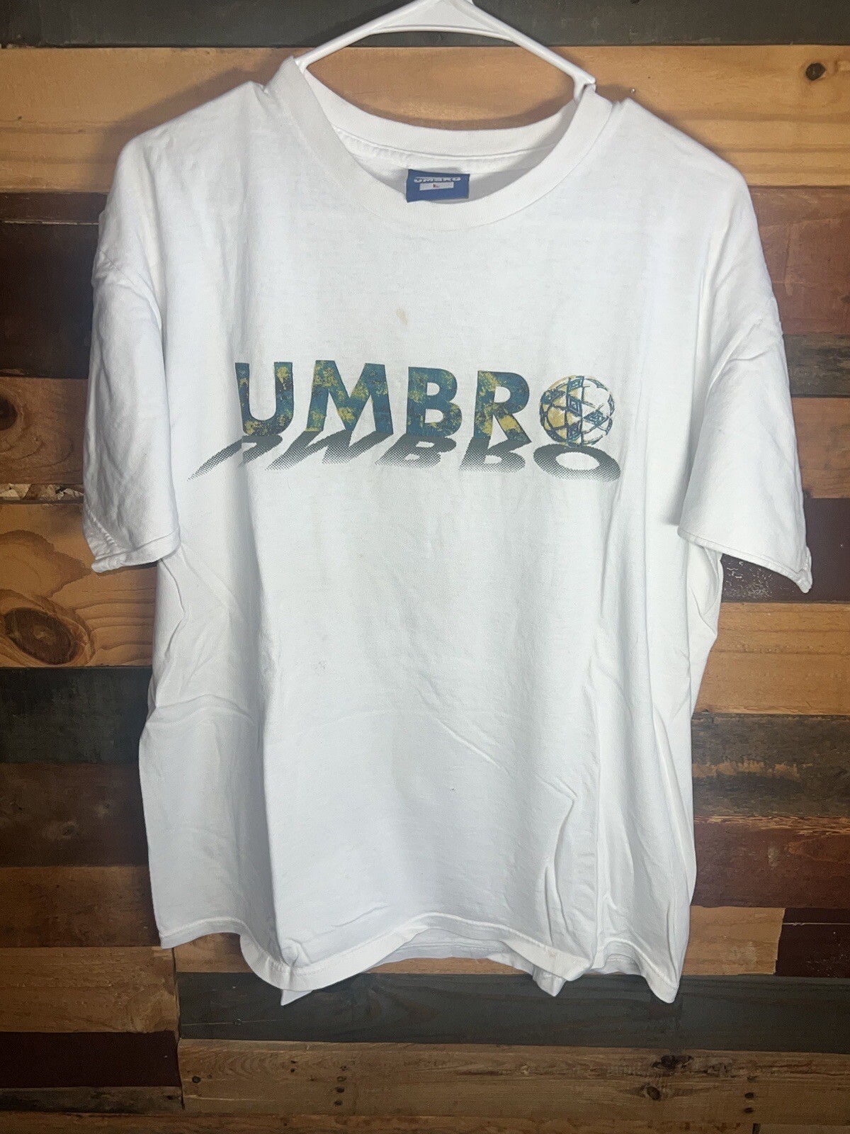 Vintage 90s Umbro Soccer Ball themed White colored T … - Gem