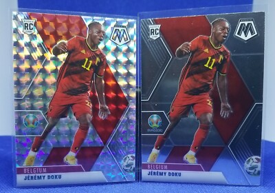 Jeremy Doku 2021 Panini UEFA Euro 2020 Silver Mosaic Prizm & Base 2 ...