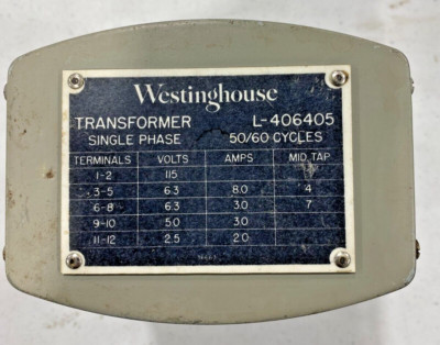 Westinghouse Transformer 115V/6.3V - 8.0A + 3.0A/5.0V - 3.0A/ 2.5V - 2A ...