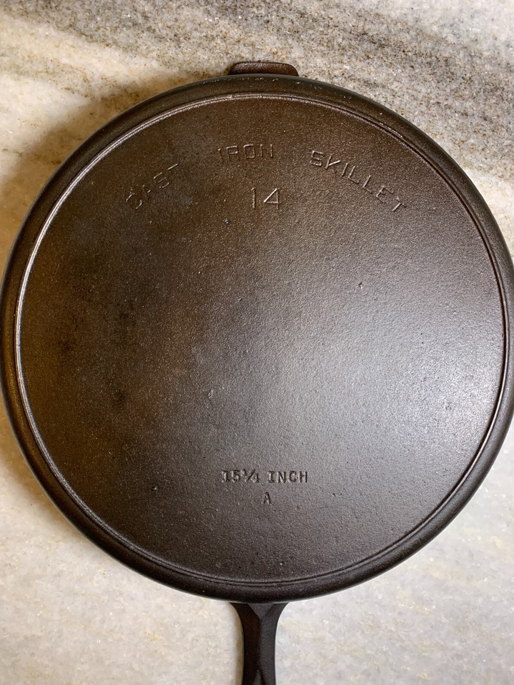 MASSIVE HUGE EXTRA LARGE Cast Iron Fry Pan Skillet #14 15.25" Wagner ...