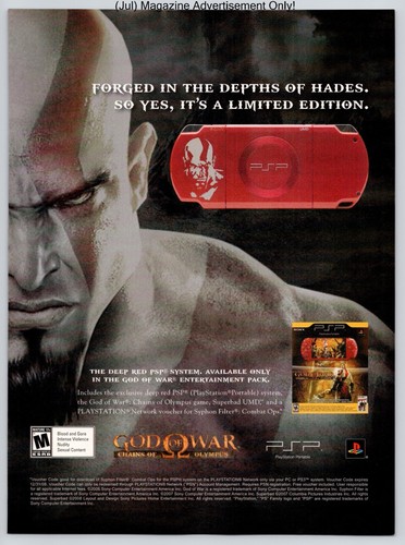 God Of War Chains Of Olympus Playstation PSP Promo 2008 Full Page Print ...