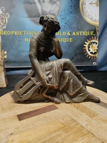 Vintage Victorian Bronze Spelter Metal Greek Muse With Harp Clock ...