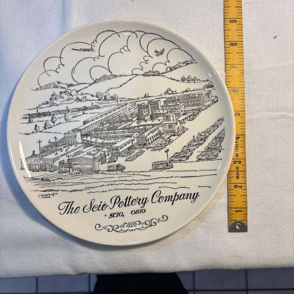 SCIO OHIO - The Scio Pottery Company Plate Souvenir Advertising Waldorf ...