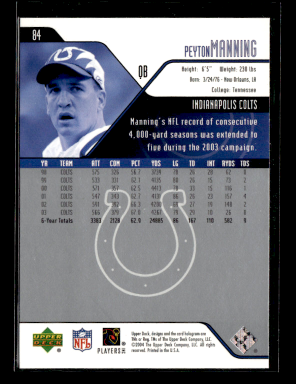 2004+Upper+Deck+-+%2384+Peyton+Manning for sale online | eBay