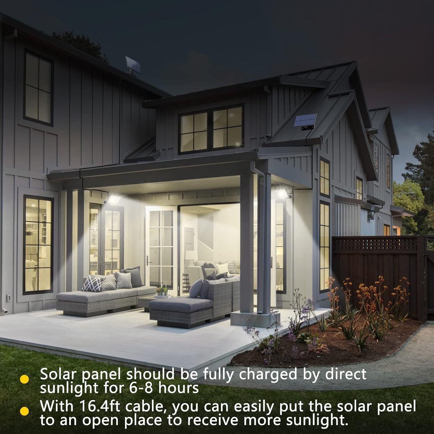 CLAONER 200 LED Solar Security Lights Motion Sensor Outdoor Separate ...