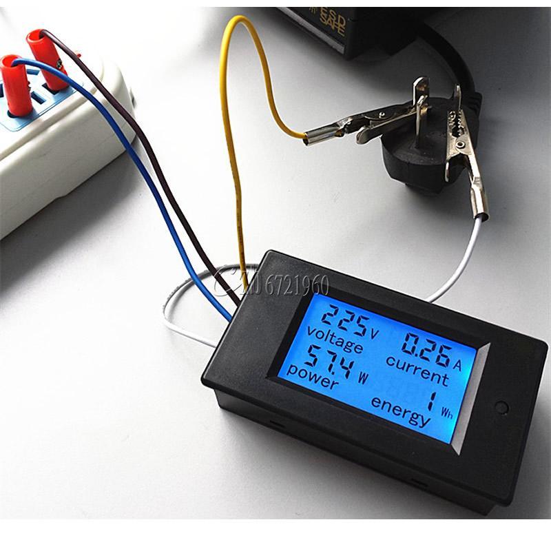 20A AC Digital LCD Panel Power Meter Monitor Power Energy Ammeter ...