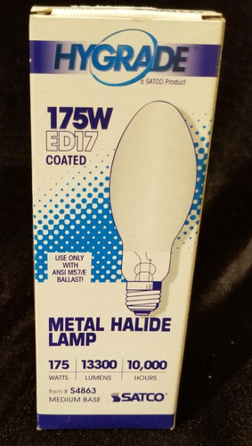 Satco S4863 175W ED17 M57/0 Clear HYGRADE Metal Halide Lamp MP175 NEW ...