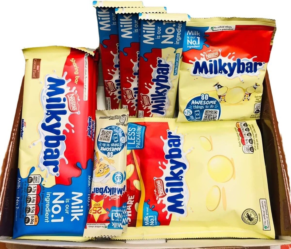 Milkybar box of Treats milk bar buttons, milk bar blocks, milky bar ...