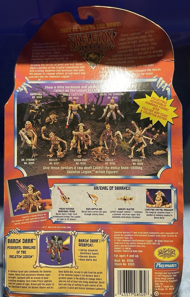 Vintage Skeleton Warriors Baron Dark Figure New Sealed 1994 Playmates ...