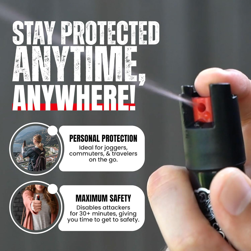 Police Magnum Compact Pepper Spray Self Defense- Tactical Maximum Heat ...