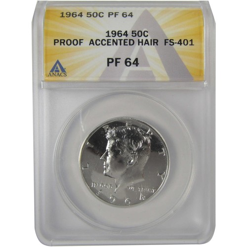 1964 Accented Hair FS-401 Kennedy Half Dollar PF 64 ANACS SKU:I20181 | eBay