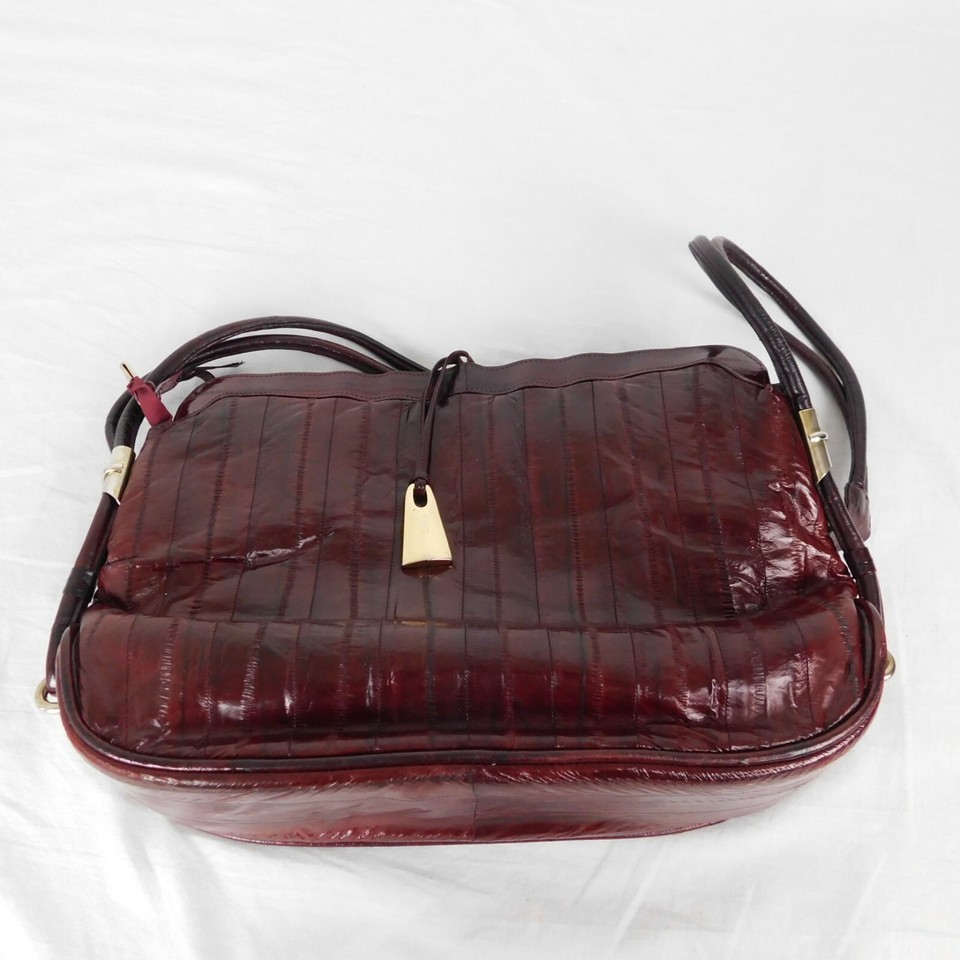 Set of 2 Burgundy Red Eel Skin Purse Clutch Handbag Wallet Vintage Made ...