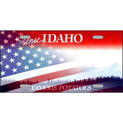 Idaho with American Flag Novelty Metal License Plate Tag LP-12341 | eBay