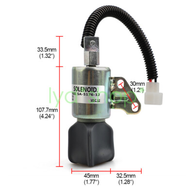 SA-5176-12 12V Fuel ShutOff Solenoid 1756ES-12SUC5B1S5 for Kubota D722 ...