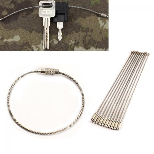 10PCS Camping Tool Hiking Key Ring Wire Keychain Cable Stainless Steel ...