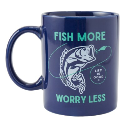 Life is Good. Clean Fish More Bass Jake's Mug, Darkest Blue | eBay