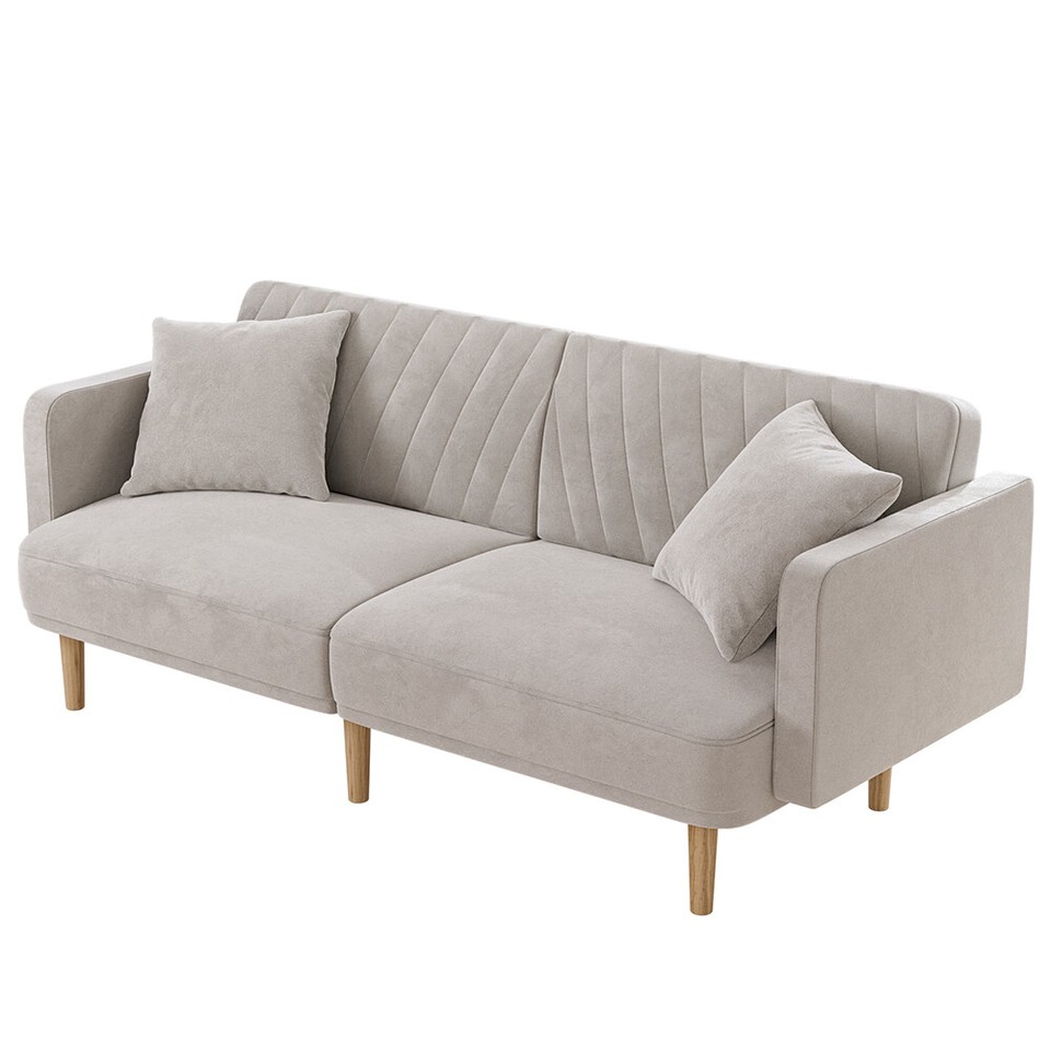 Modern Velvet Streak 2-Seater Futon Sofa 75" Couches with Adjustable Back Design | eBay