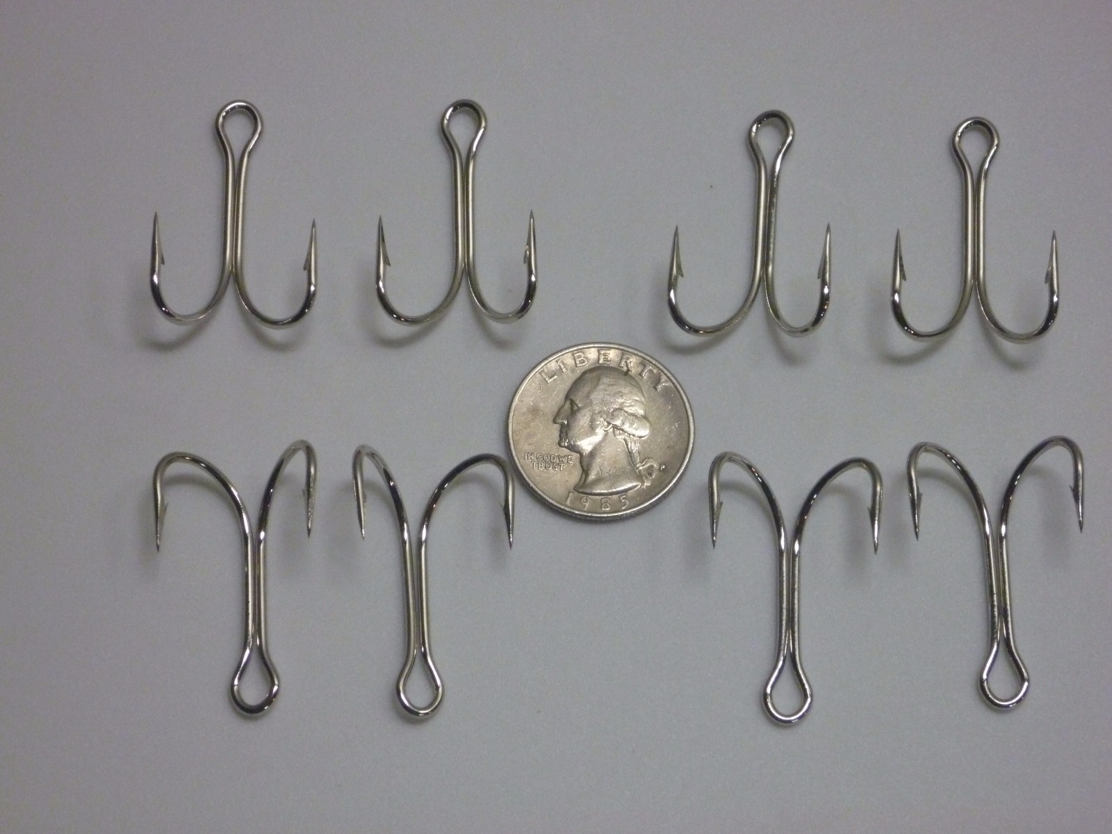 Lot of 8 Double Hooks Size 2/0 Open Shank Nickel Finish For Mullet ...
