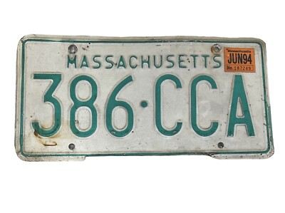 Vintage 1994 MASSACHUSETTS Green #'s MA License PLate 386-CCA | eBay