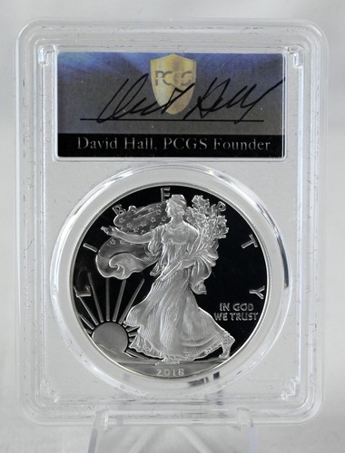 2018 S $1 1 OZ Silver Eagle PCGS PR70DCAM David Hall Signed Label | eBay