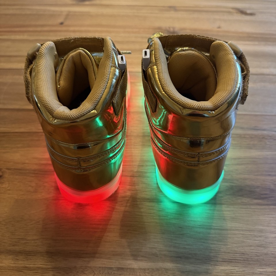 DIYJTS LED Light Up Gold Hightop Sneakers Shoes Youth 4.5 EUC | eBay