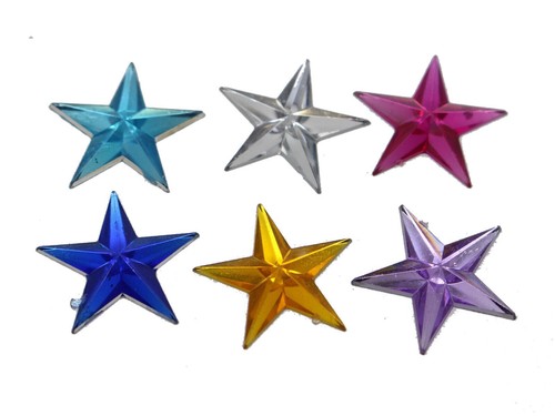 100 Mixed Color Acrylic Flatback Star Rhinestone Gems 20mm DIY ...