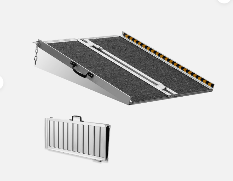 2/4/5 ft Non-Skid Wheelchair Foldable Mobility Aluminum Ramp For Step 2 ...