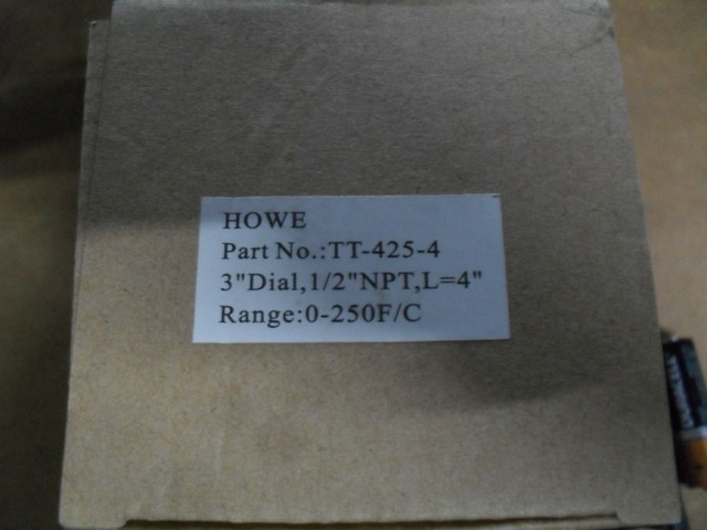 HOWE TT-425-4 3" TEMPERATURE GAUGE/GAGE 0-250 F & -20-120 C 1/2" NPT 4 ...