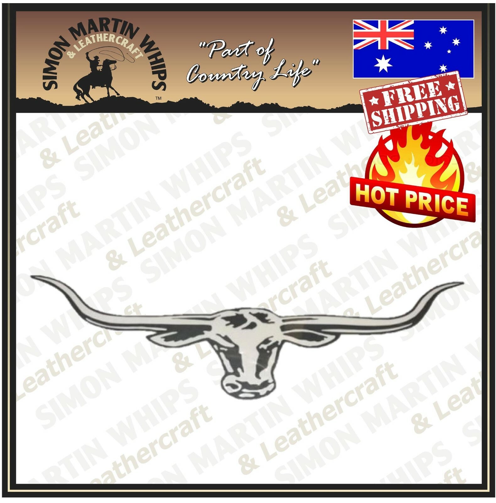 GENUINE LICENSED RM Williams Longhorn RMW Car Sticker Decal 70cm BLACK ...