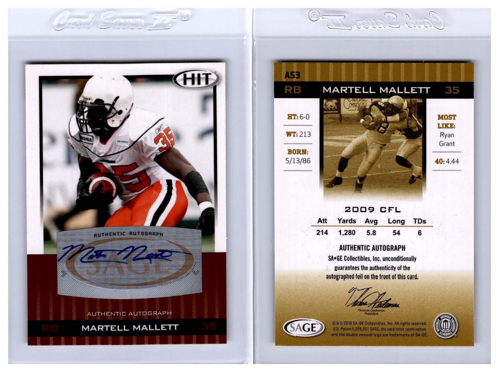 2010 SAGE Hit Autographs MARTELL MALLETT #A53 NCAA | eBay