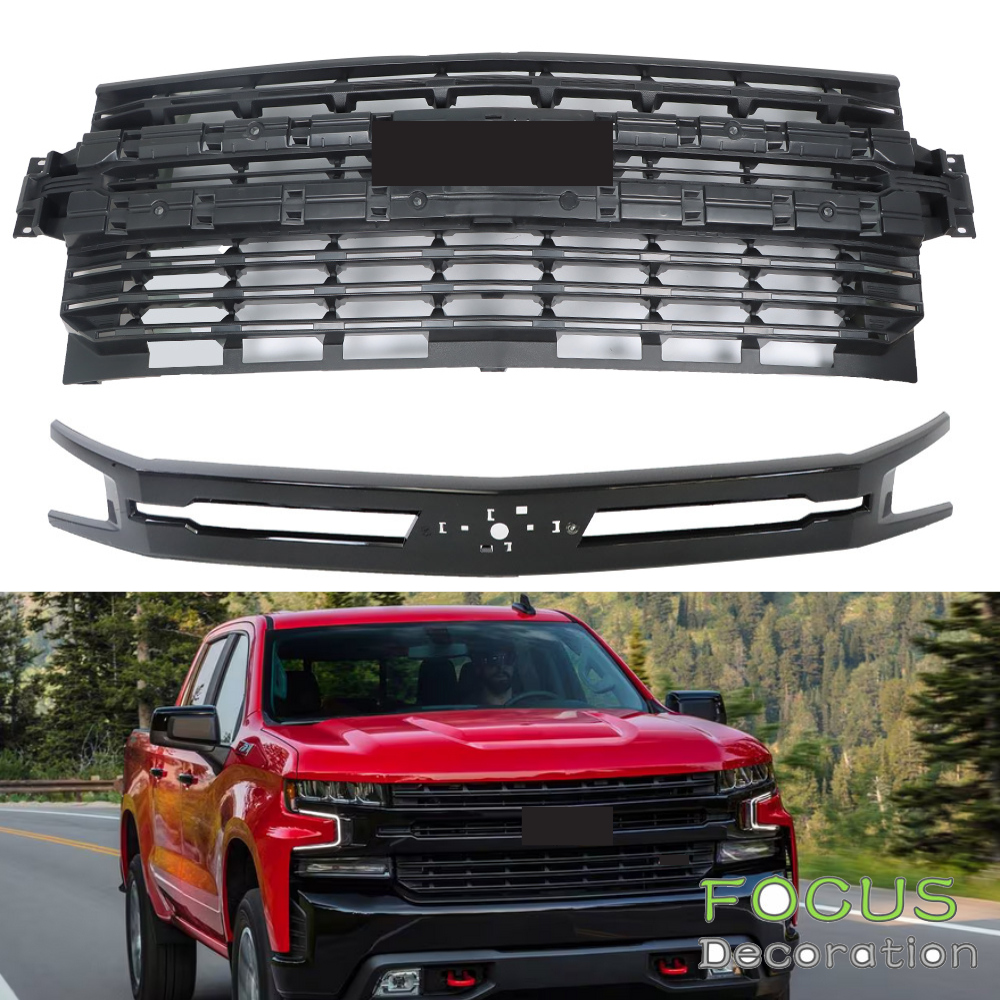 For 2019-2022 Chevrolet Silverado 1500 Front Bmuper Grille&Black Grill ...