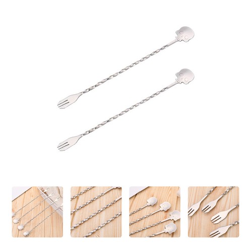 2 Pcs Stainless Steel Coffee Stirrer Swizzle Stick Cocktail Mixing Tool ...