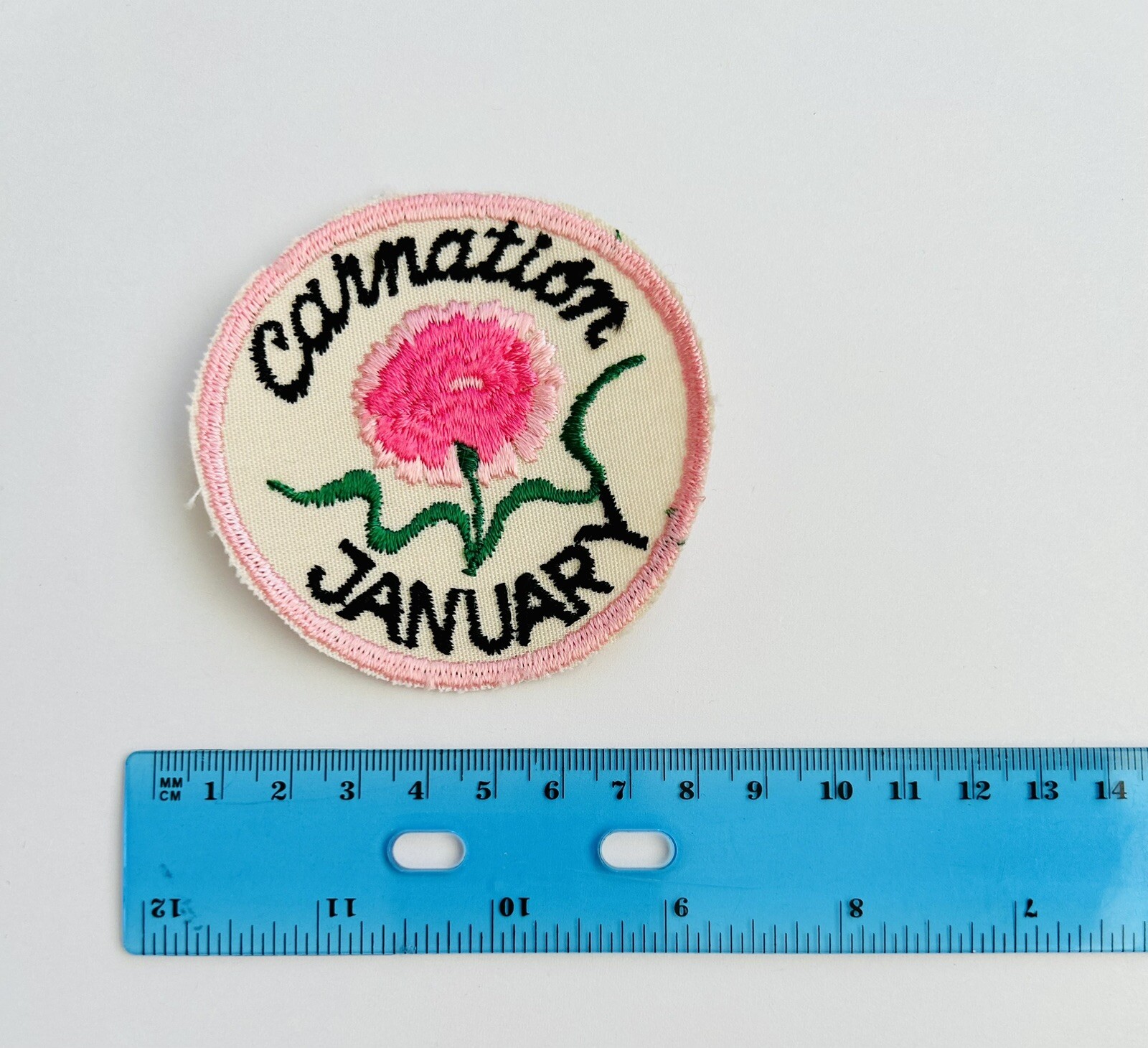 Vintage January Carnation Patch Embroidered Flower Of The Month Sew On ...