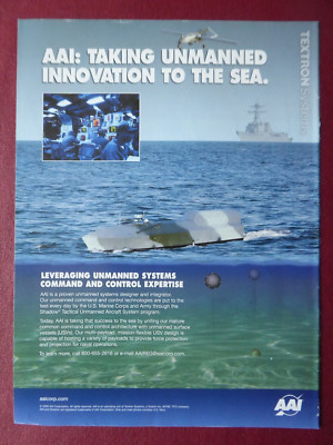 2009-2011 PUB AAI TEXTRON UAS SHADOW USV UNMANNED SURFACE VESSEL ASW ...