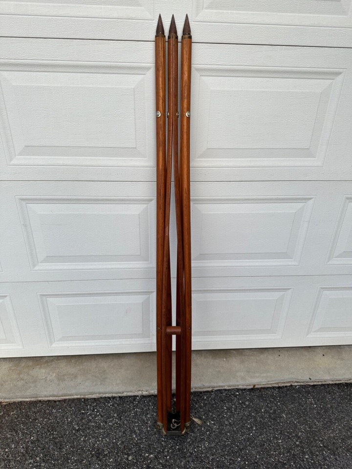 Vtg. Instrument Sight Level Transit Tripod Fixed Wooden Legs 60" | eBay