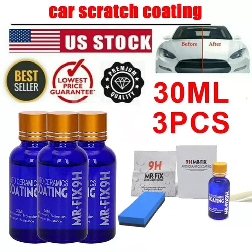 3X 9H Nano Ceramic Car Glass Coating Liquid Hydrophobic AntiScratch ...