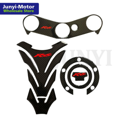 Carbon Oil Tank Pad Gas Cap Triple Clamp Sticker For Yamaha YZF 600 R6 ...