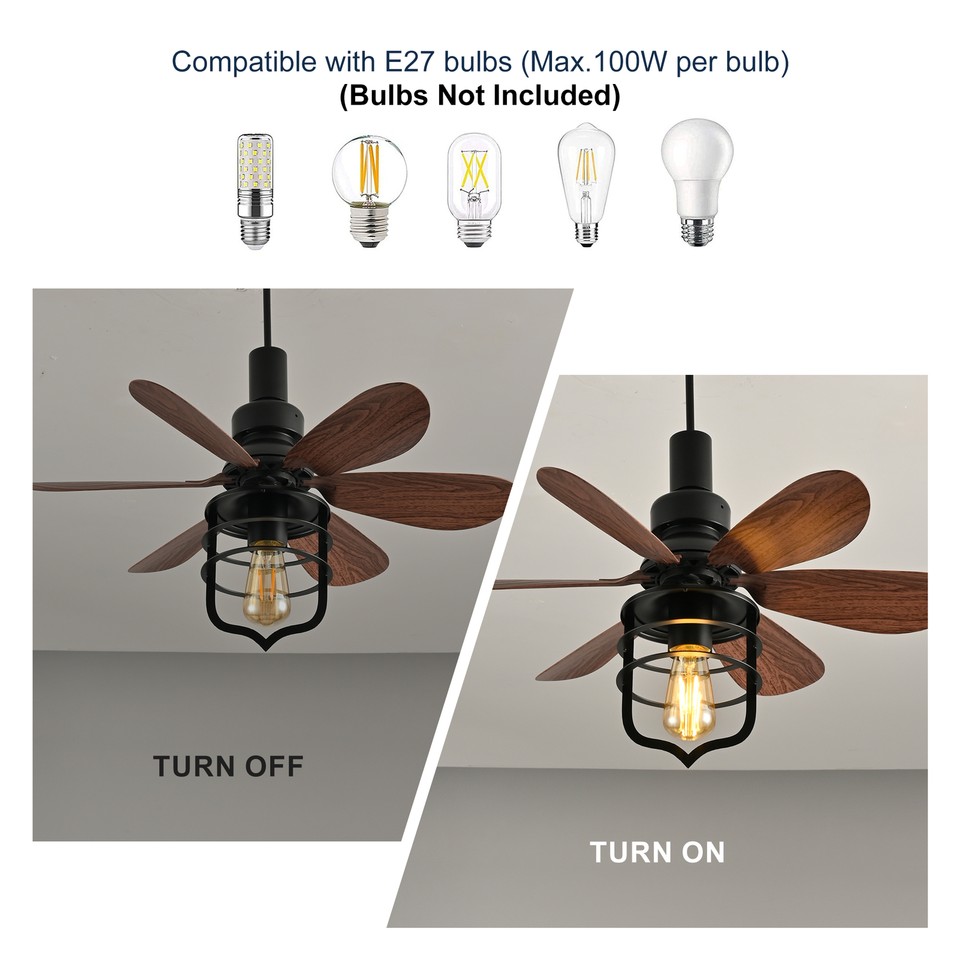 20IN Socket Fan Light with Remote Screw in Ceiling Fan in Light E26 ...