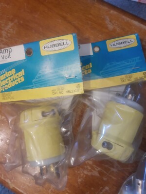 NEW LOT of 3 Hubbell Twist Lock Plug Marine Boat 3 Pole Yellow ...
