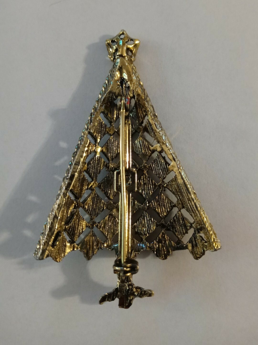 Vintage 1960's MYLU Gold Tone Rhinestone Xmas Tree Brooch Pin Christmas ...