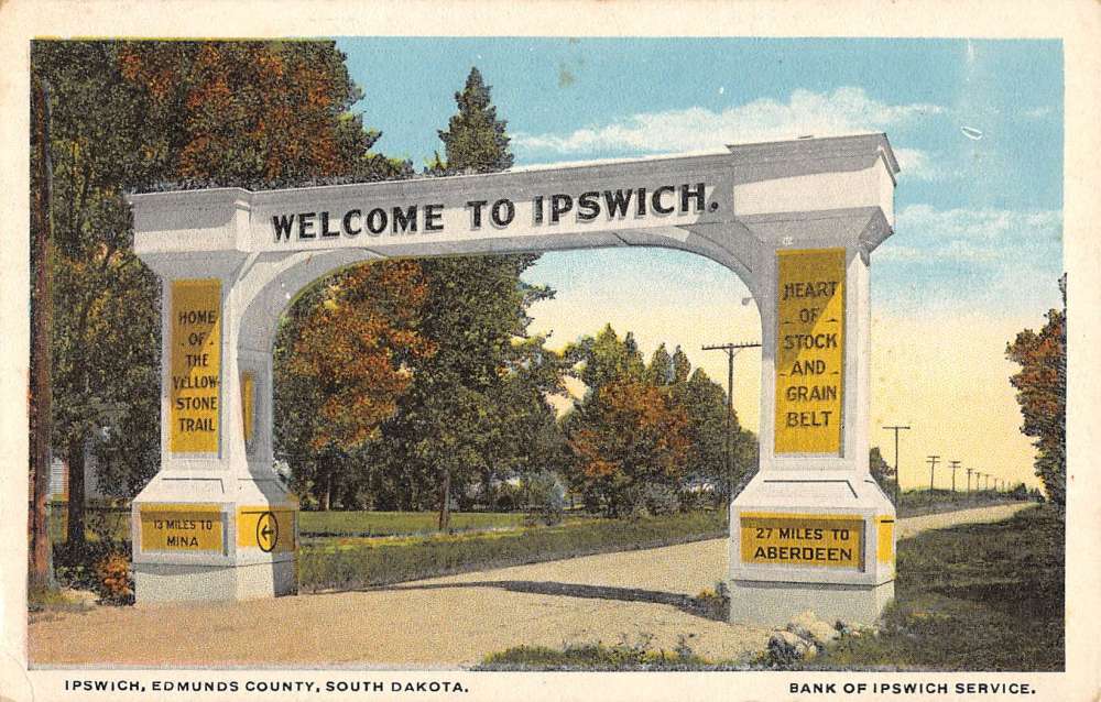 Ipswich South Dakota Town Gate Entrance Antique Postcard K71517 | eBay