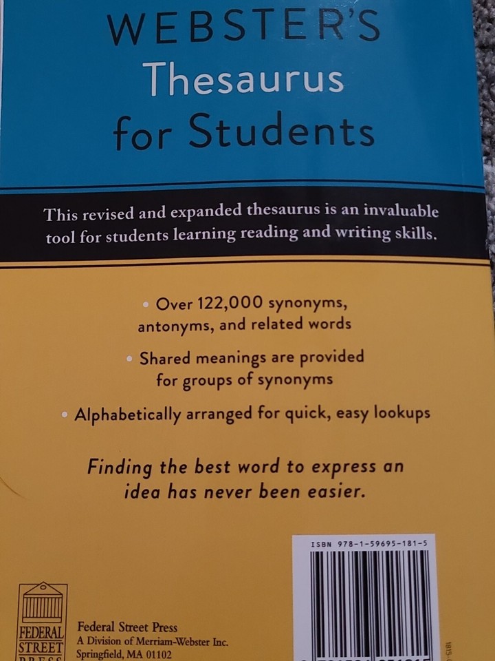 Webster's Thesaurus for Students, Fourth Edition by Merriam-Webster ...