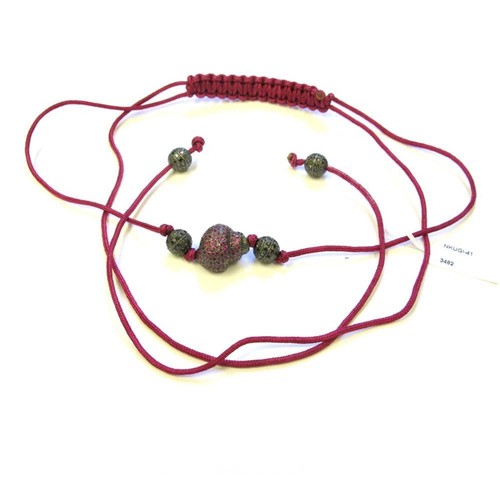 2.32ct Diamond Ruby Conch Shell Beads Red Macrame String Necklace 925 Silver | eBay