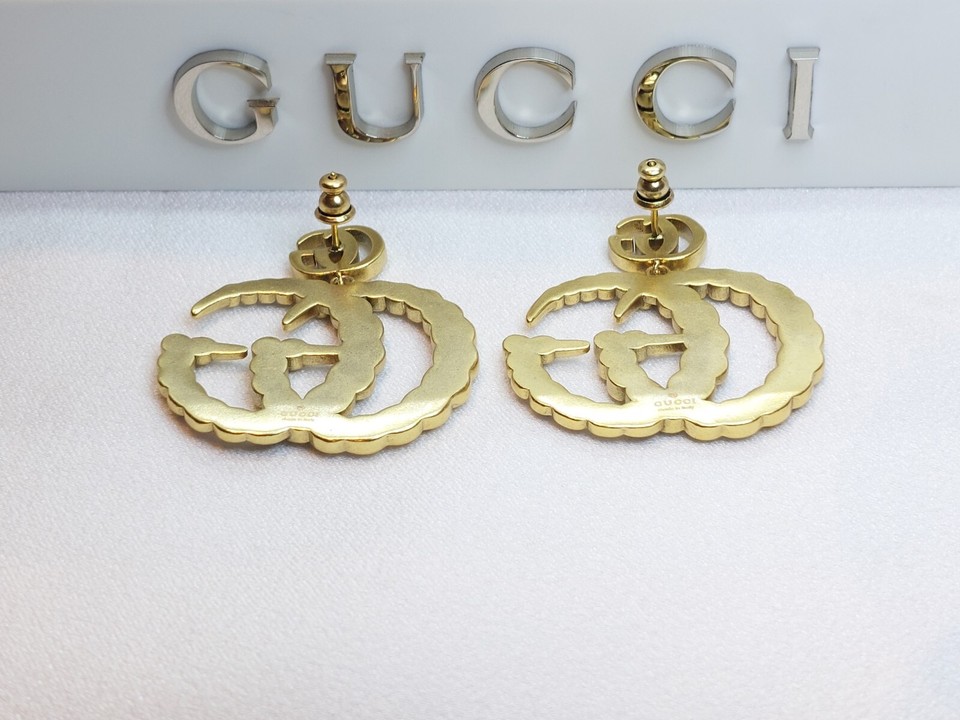 GUCCI CRYSTAL INTERLOCKING GG EARRINGS - Box & Dust Pouch Included | eBay