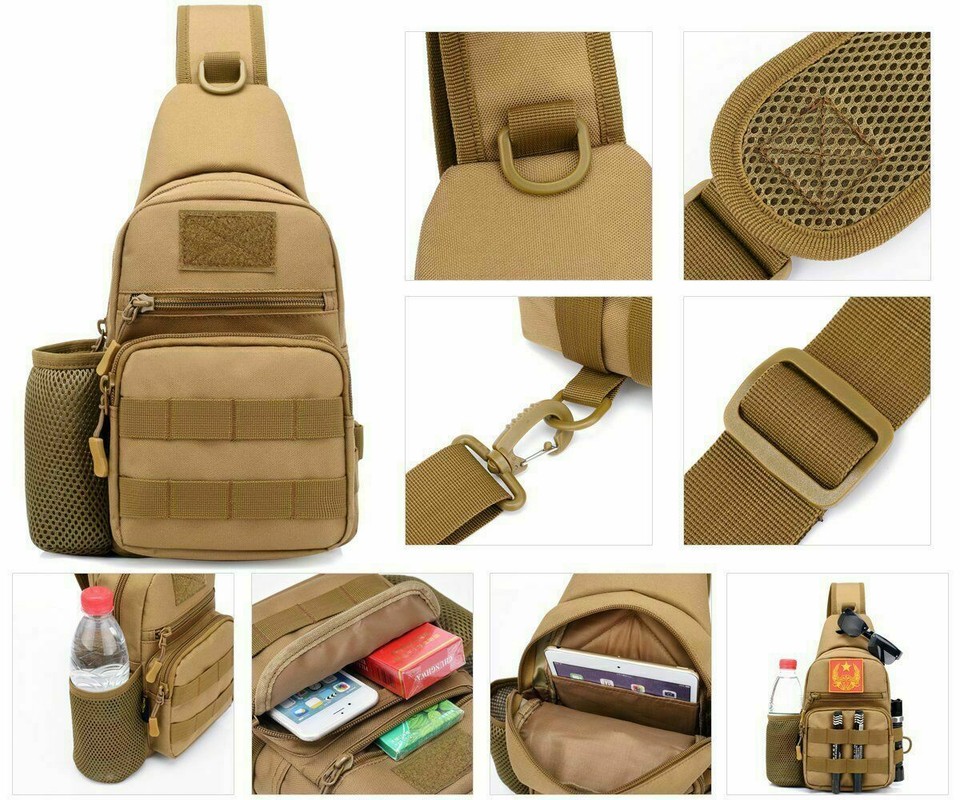 Small Tactical Military Sling Chest Pack Bag Molle Daypack IPad Mini ...